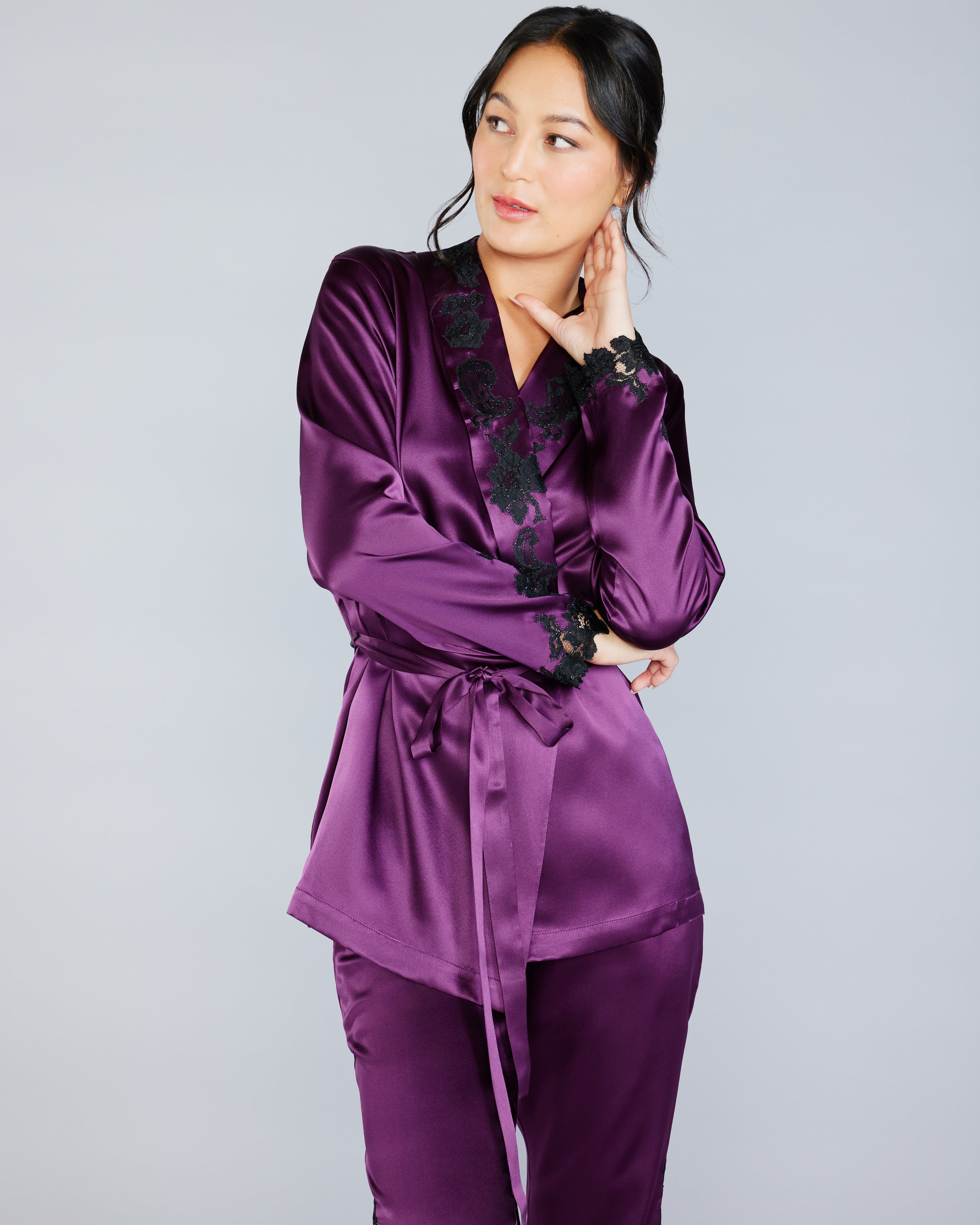 Emma Harris | Clara Silk Smoking Jacket at Jane's Vanity