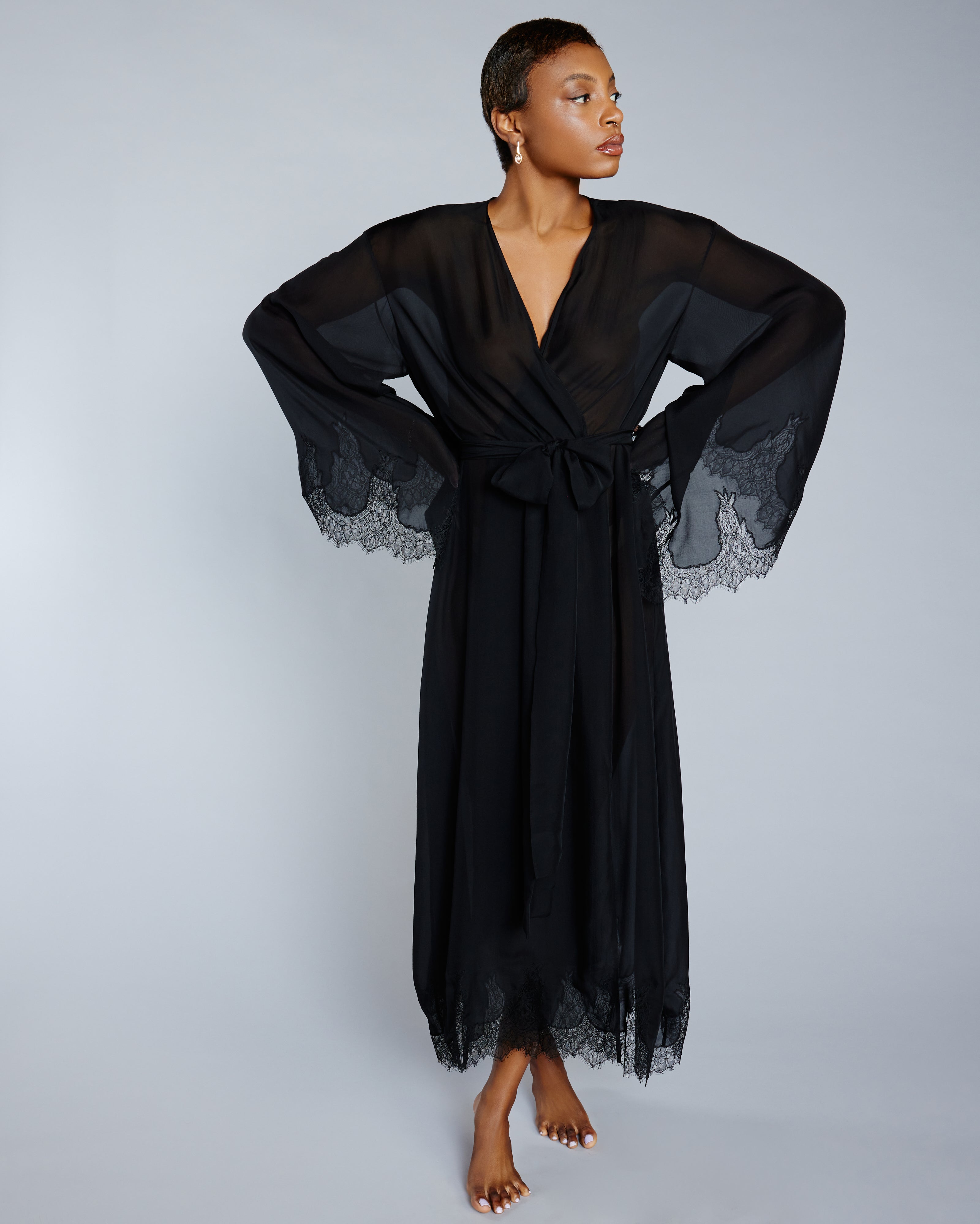 Layalina | Assiyah Silk Muslin Robe at Jane's Vanity